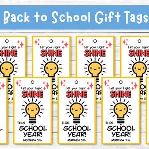 Let Your Light Shine Back to School Gift Tags | Printable Teacher Gift ...