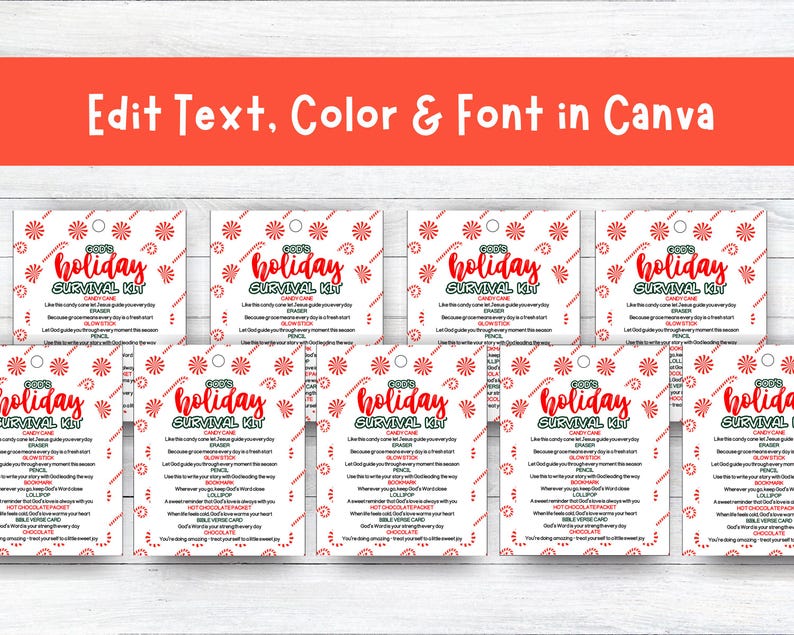 Editable God's Holiday Survival Kit Gift Tags | Survival Kit Bible ...