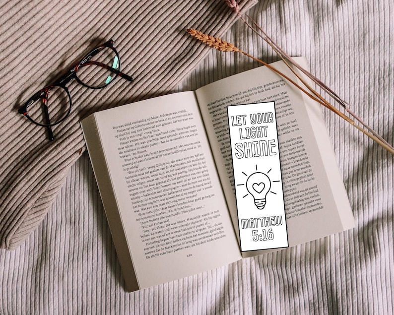 Let Your Light Shine Coloring Bookmarks Printable, Christian Bible ...
