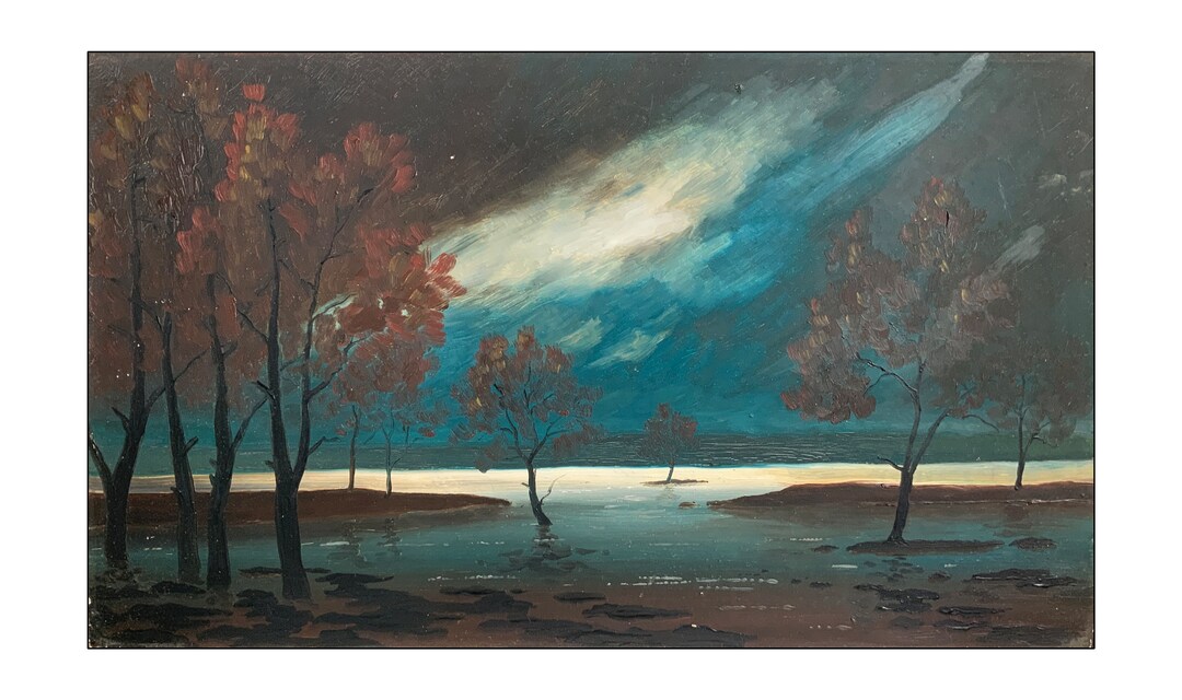 Midnight Mist, Oil Painting, Cardboard, 49.5x30cm, Vintage 1980-1985 ...