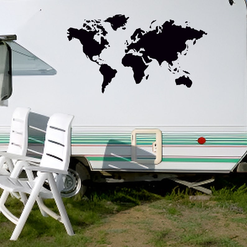 World Map Caravan Stickermotovan Decal Vinyl Decal Camper - Etsy