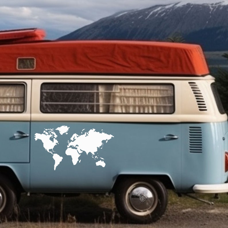 World Map Caravan Stickermotovan Decal Vinyl Decal Camper - Etsy
