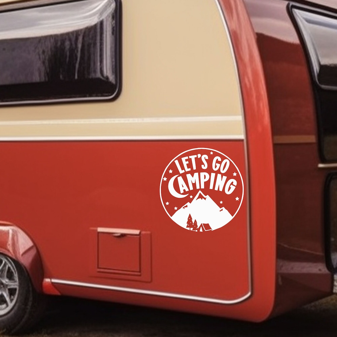 Let S Go Campıng Star Mountain Tree Camp Caravan Sticker,motovan Decal ...