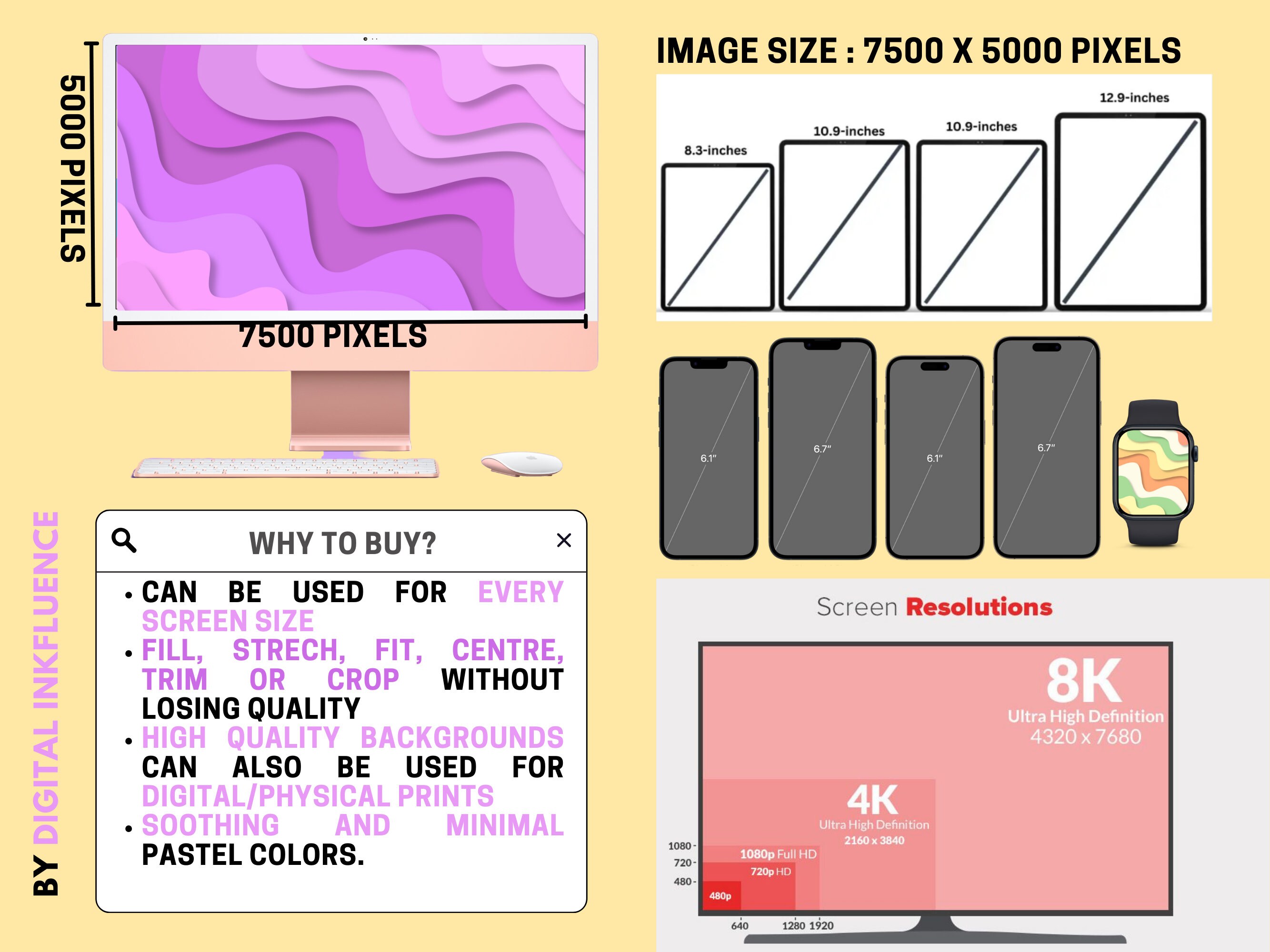 PASTEL Abstract Desktop Wallpaper Backgrounds Minimalist Wave PC ...