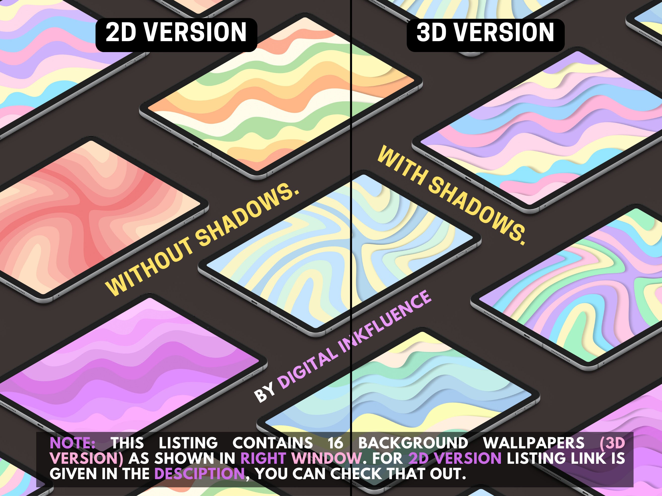 PASTEL Abstract Desktop Wallpaper Backgrounds Minimalist Wave PC ...