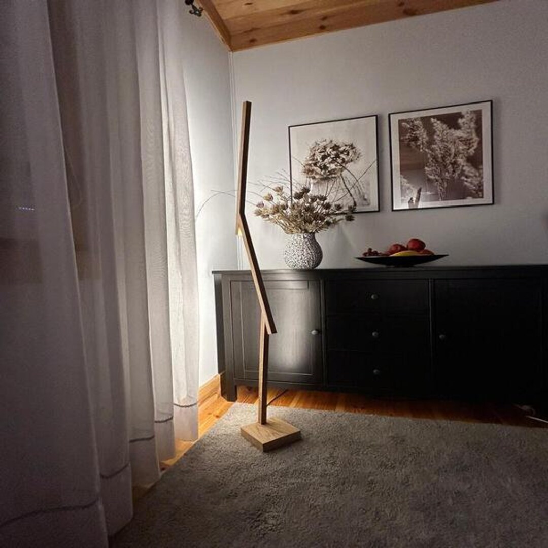 Floor Lamp, Oak Wooden Lamp, Room Corner Lamp, Living Room Lamp, Led ...