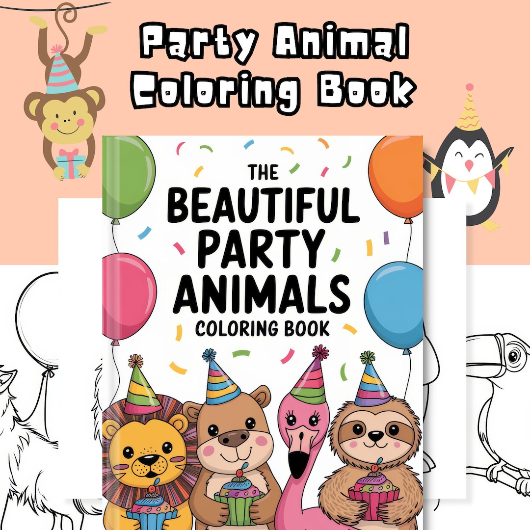 Safari Animals Birthday Party Coloring Pages,activity Game ,zoo Jungle ...