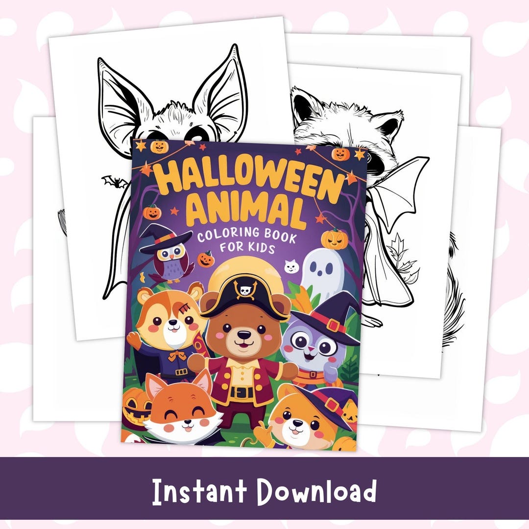 Halloween Animals Coloring Book, Autumn Leaves (digital Download) - Etsy