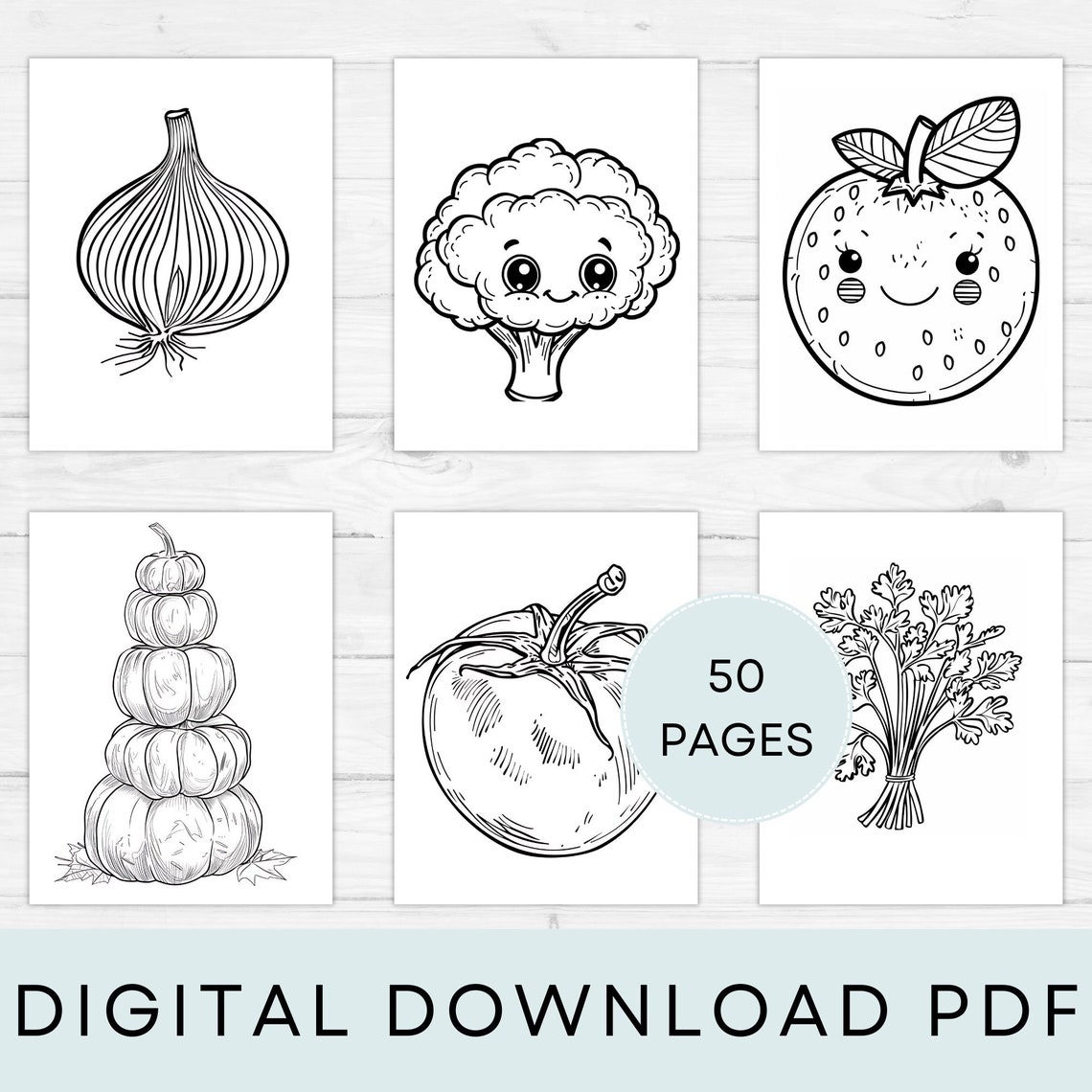 Printable Vegetable Coloring Book Cartoon Activity for Kids of Any Age ...