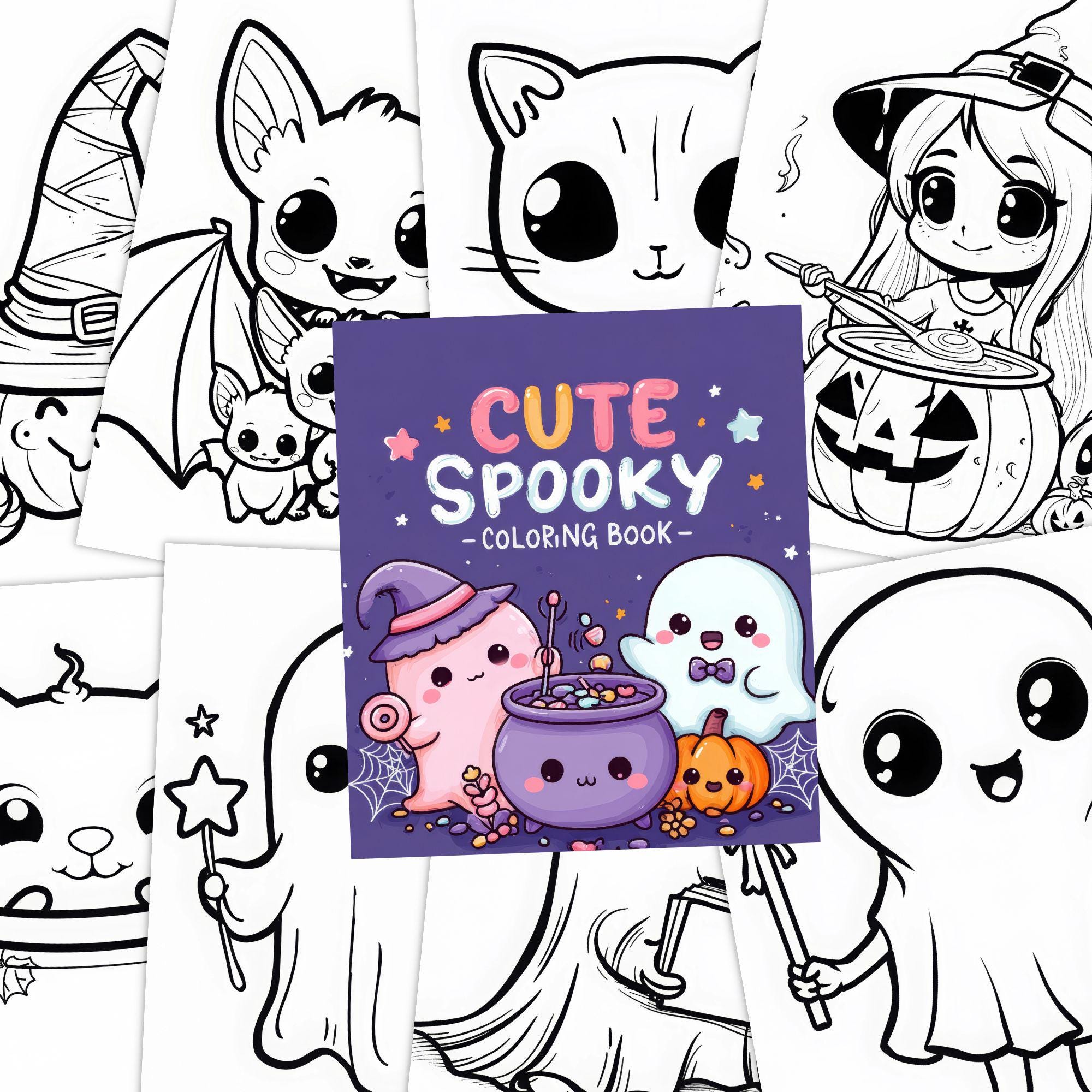 Cute Spooky Coloring Book Halloween Coloring PDF , 50 Adorable Pages ...