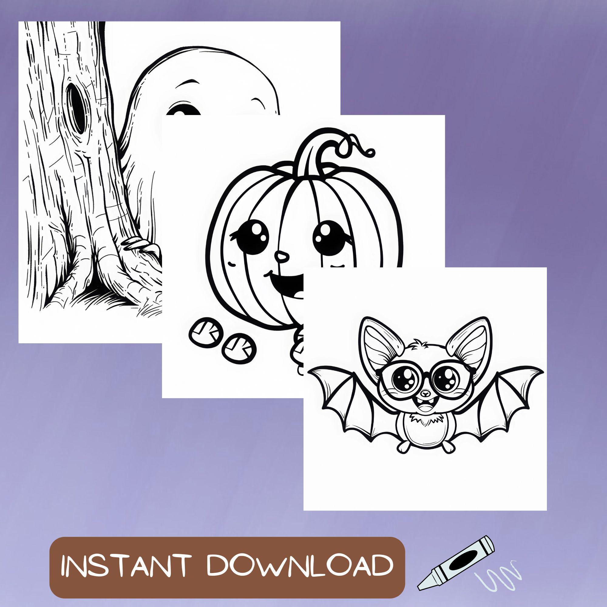 Cute Spooky Coloring Book Halloween Coloring PDF , 50 Adorable Pages ...