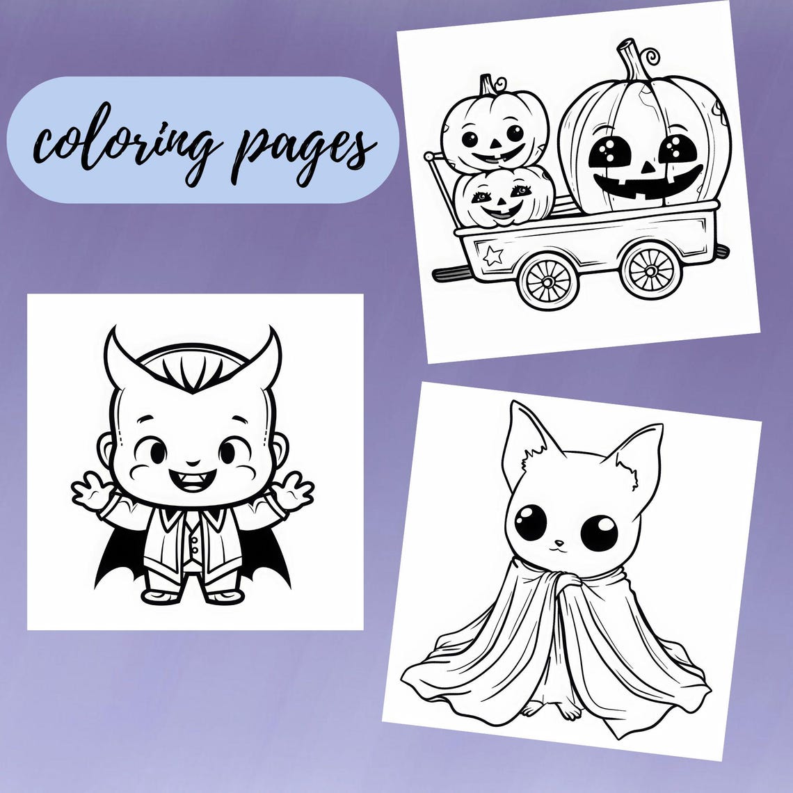 Cute Spooky Coloring Book Halloween Coloring PDF , 50 Adorable Pages ...