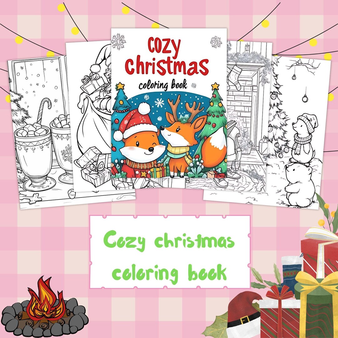 40 Cozy Christmas Coloring Pages: Easy Holiday Activity (PDF) - Etsy