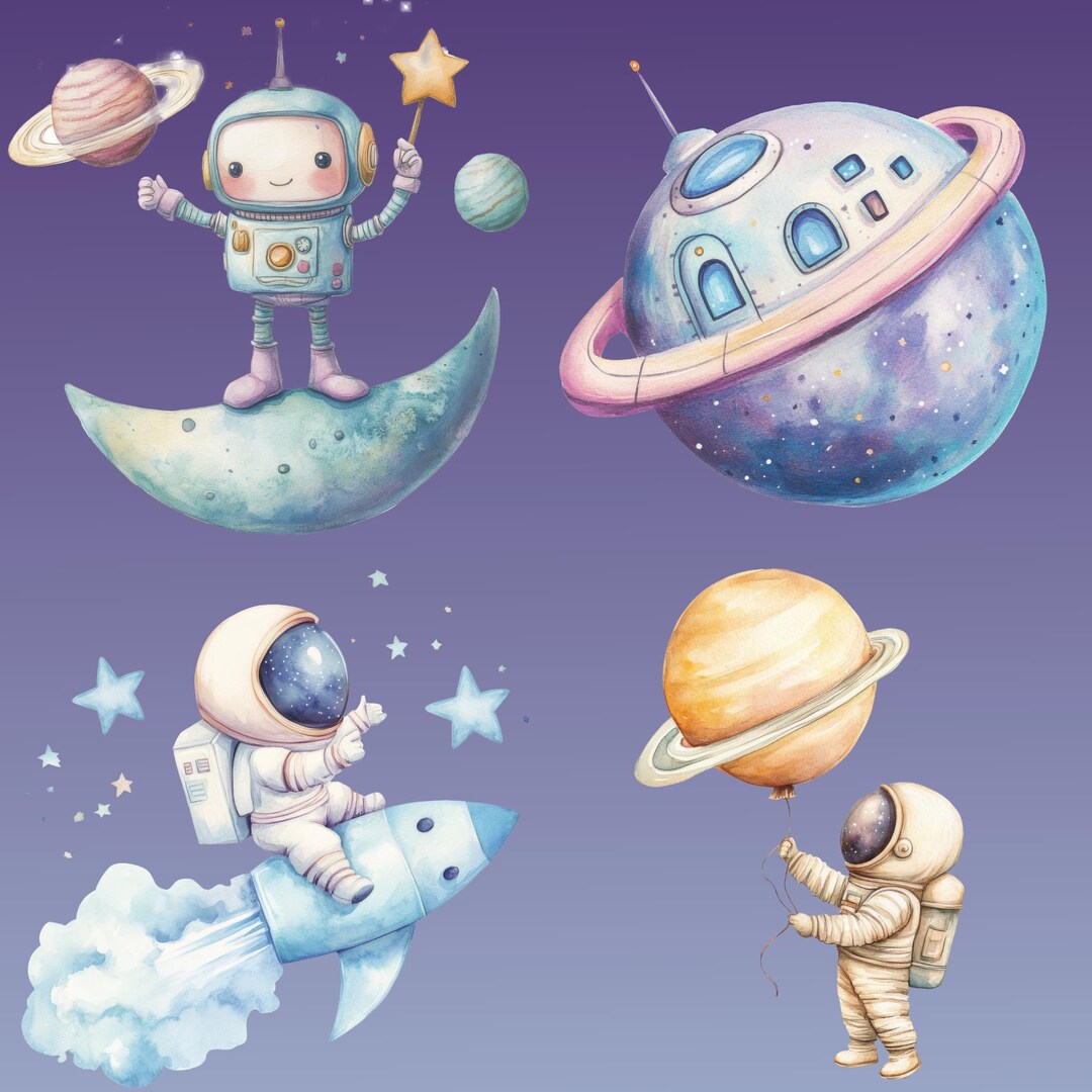 Watercolor Space PNG , Astronaut Clipart ,outer Space Clipart ,nursery ...