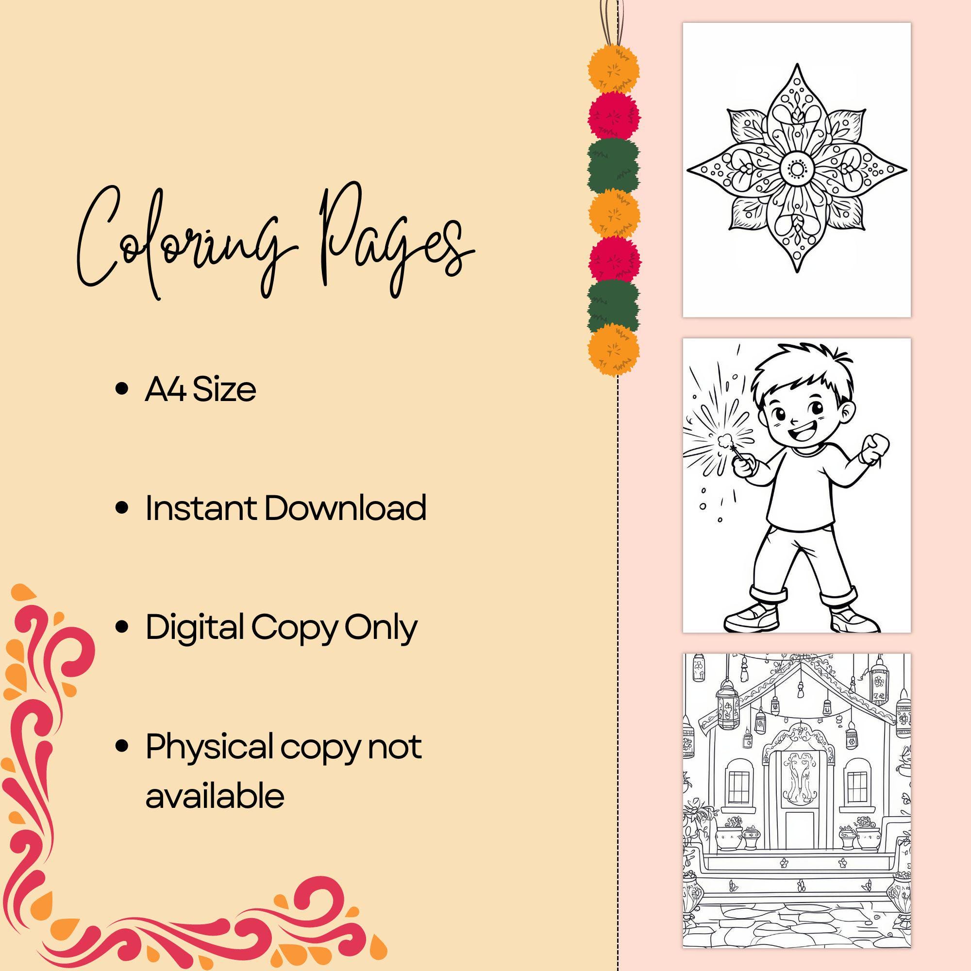 Adorable Diwali Coloring Pages for Kids, Printable Diwali Activity ...