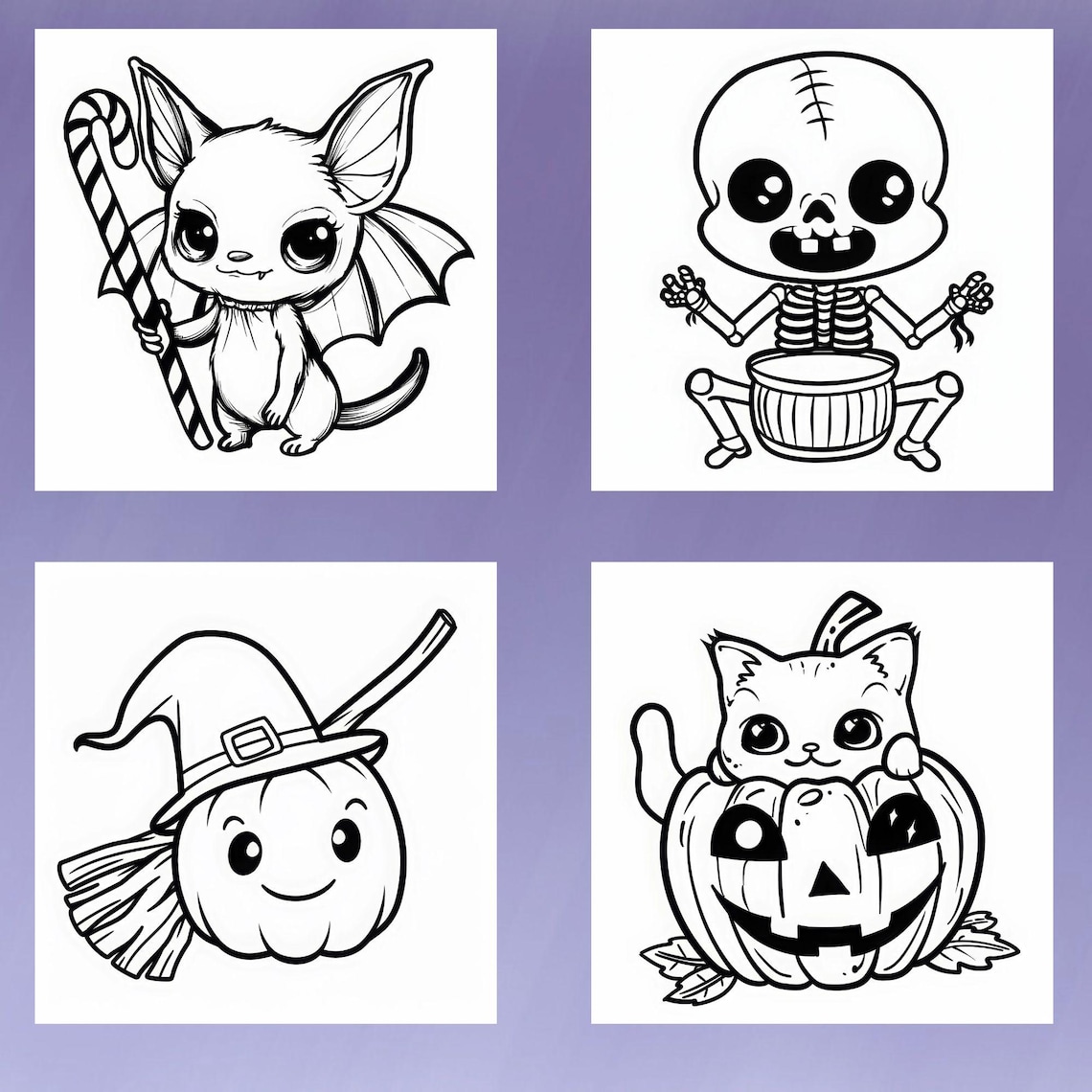 Cute Spooky Coloring Book Halloween Coloring PDF , 50 Adorable Pages ...