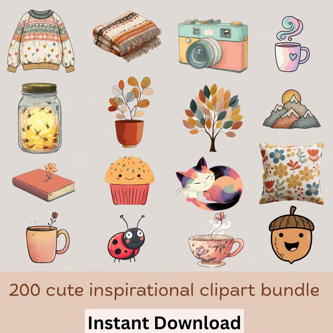 200 Inspirational Clipart PNG, Positive Quotes Printable, Cute Floral ...