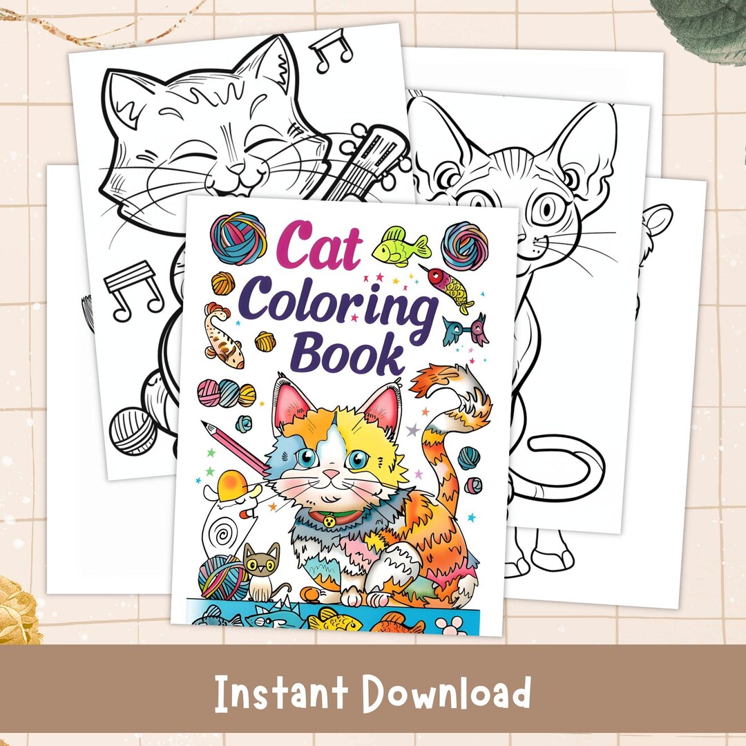 Kitten Coloring Pages, Printable Coloring Book Pages for Cat Lovers ...