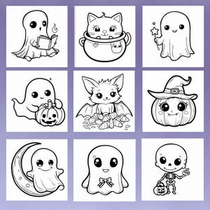 Cute Spooky Coloring Book Halloween Coloring PDF , 50 Adorable Pages ...