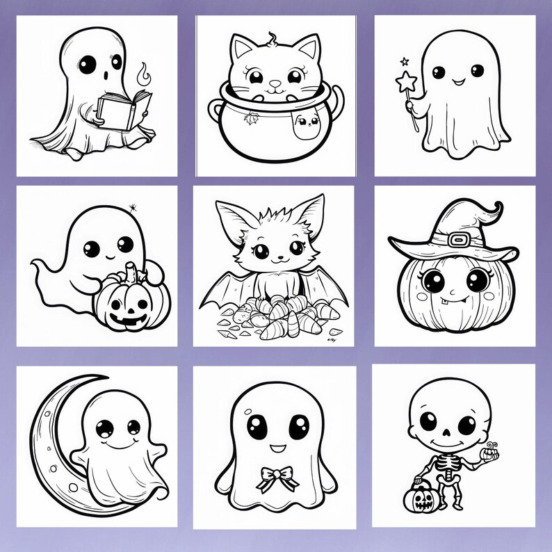 Cute Spooky Coloring Book Halloween Coloring PDF , 50 Adorable Pages ...