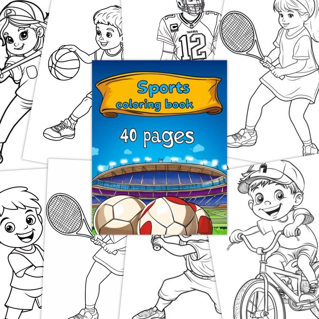 Kids Sports Coloring Page,printable Coloring Book,sports Activity ...
