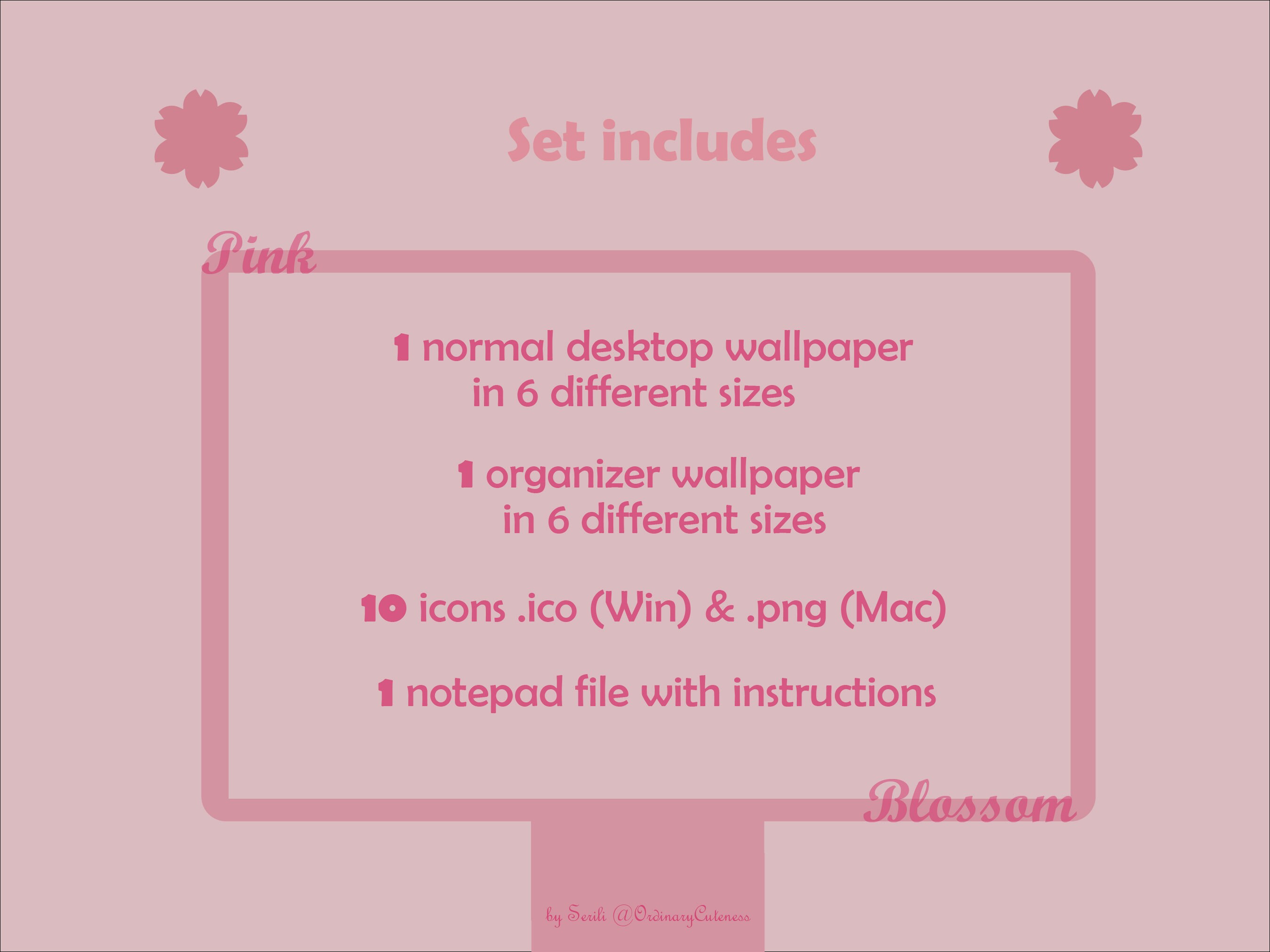 Pink Blossom Cute Aesthetic Theme Desktop Wallpaper Organizer, Icons ...