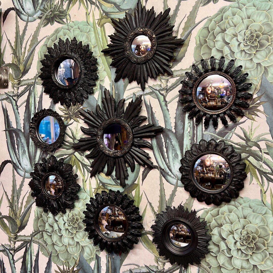 Set of 9 Individual Black or Gold Ornate & Convex Mirrors - Etsy