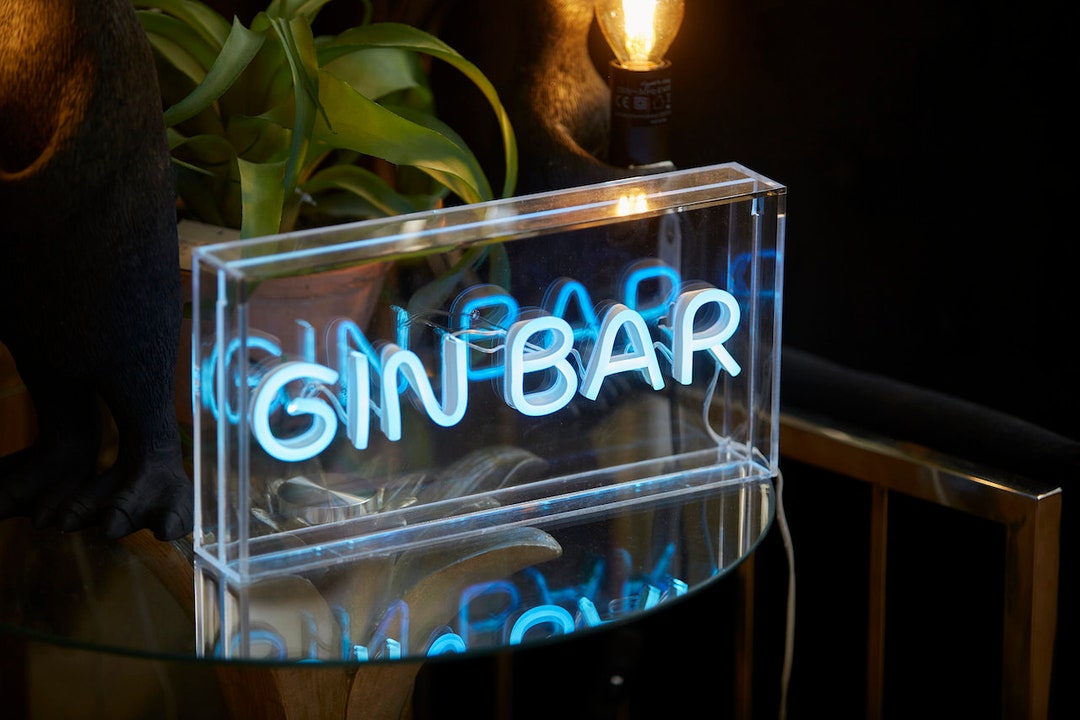 LED Neon Acrylic Light Box - GIN BAR Blue - Etsy