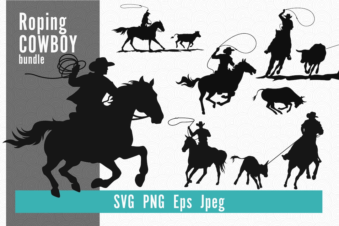 Roping Cowboy Bundle Svg, Roping Team Rodeo Svg, Cowboy and Horse ...