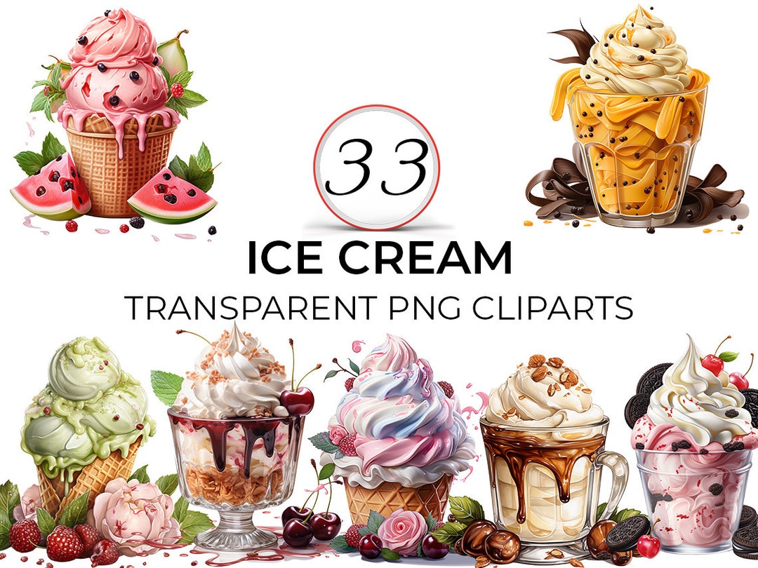 Watercolor Clipart, Food Illustration, Digital Clipart, Ice Cream - Etsy