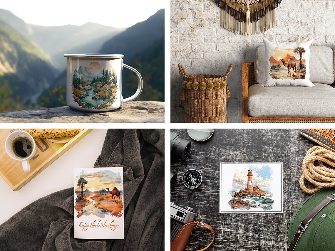 100 Landscape Cliparts, Nature Stickers, Landscape Art - Etsy