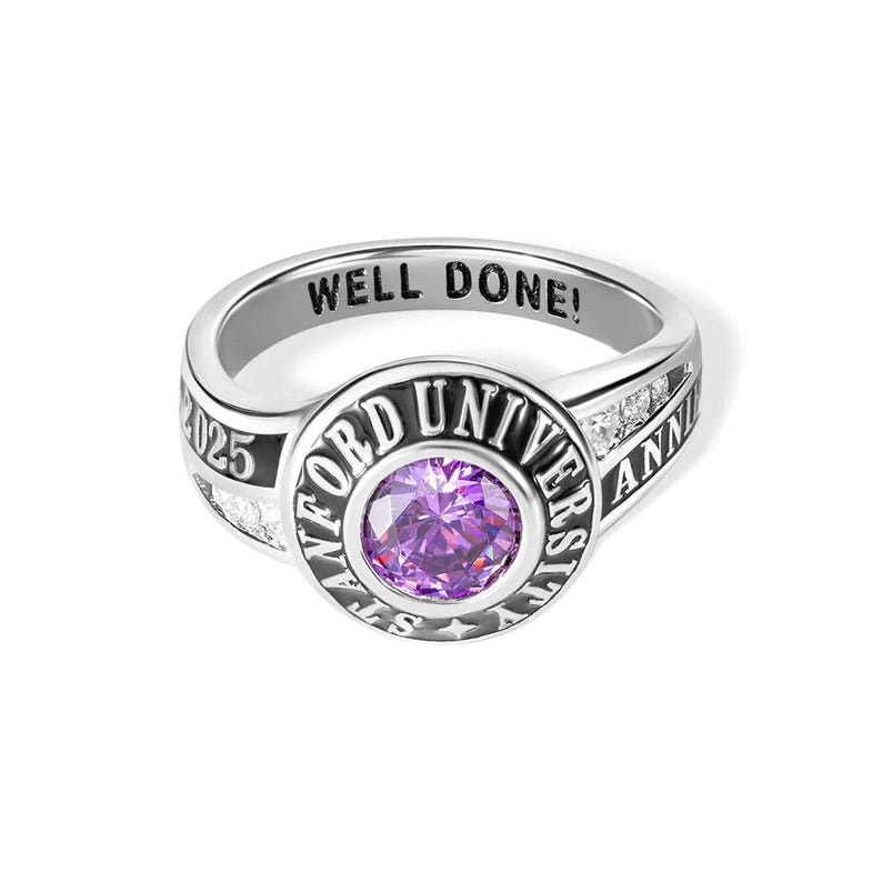 Personalized Birthstone Class Ring | Custom Engraved Name & Year | High ...