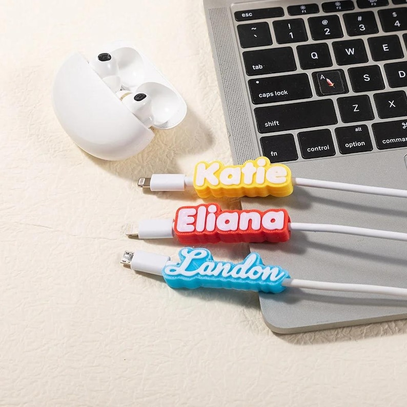 Custom 3D Print 1.5M USB Cable With Name Tag | Multicolor Cable Tag for ...