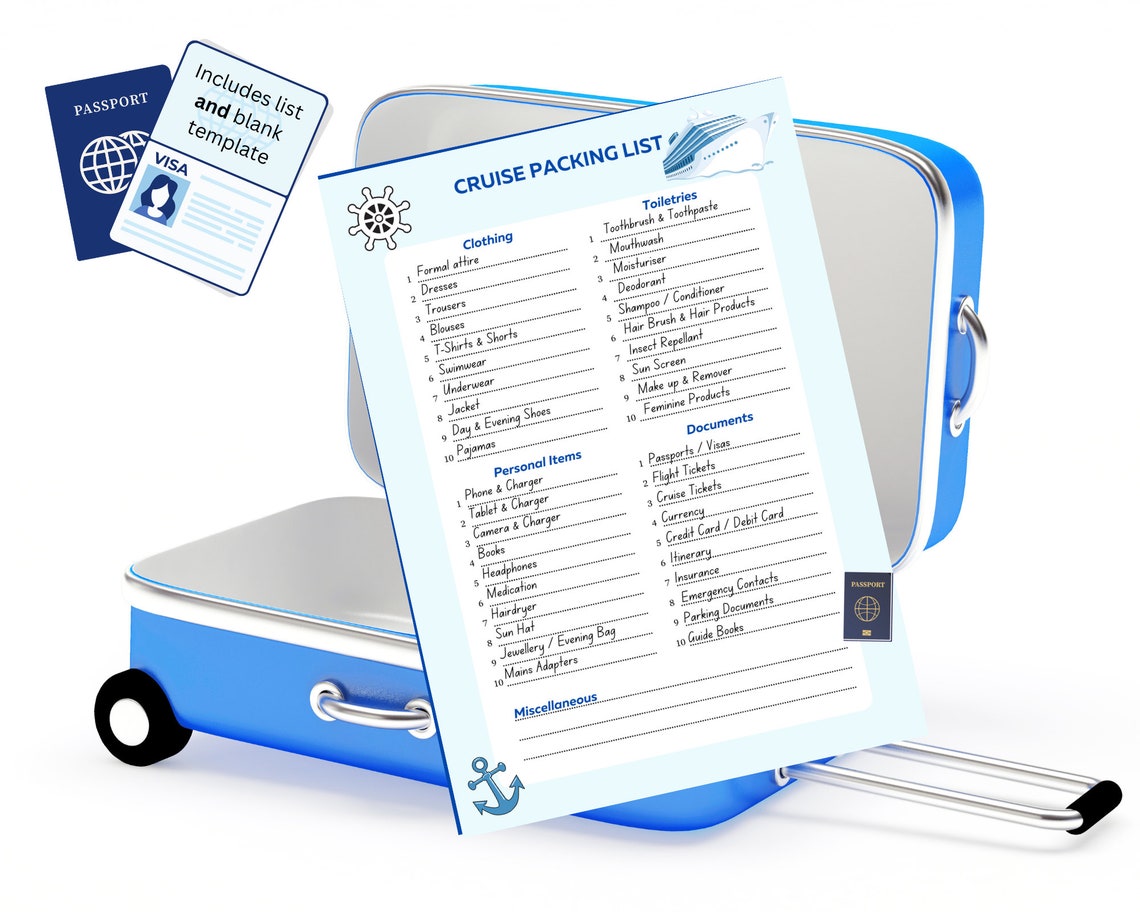 Printable Packing List, Cruise Packing List, Packing List, Travel ...