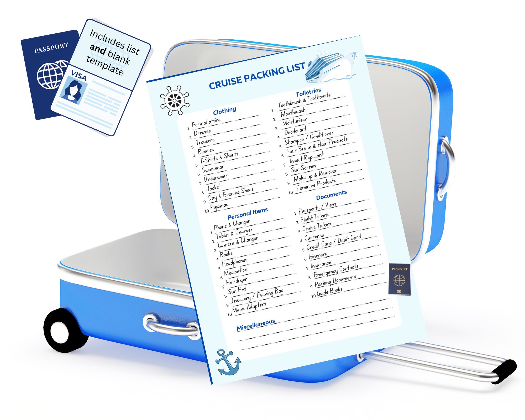 Printable Packing List, Cruise Packing List, Packing List, Travel ...