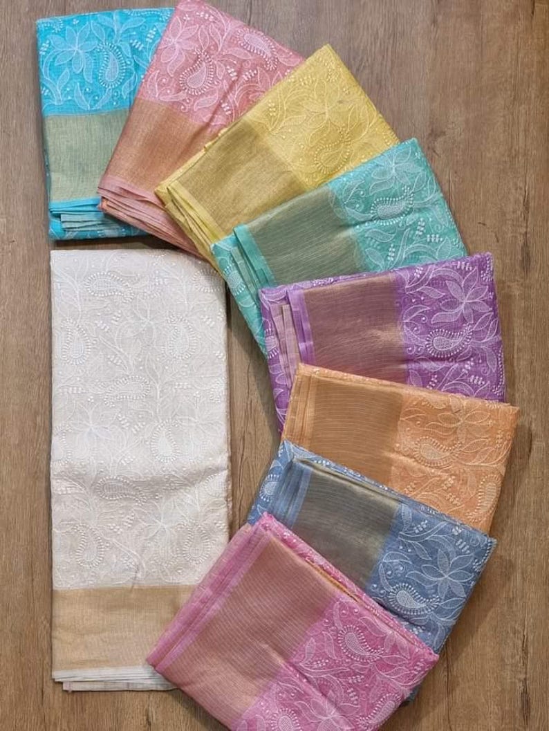 Handcrafted Banarasi Kota Silk Saree: Embroidered Floral Design - Etsy