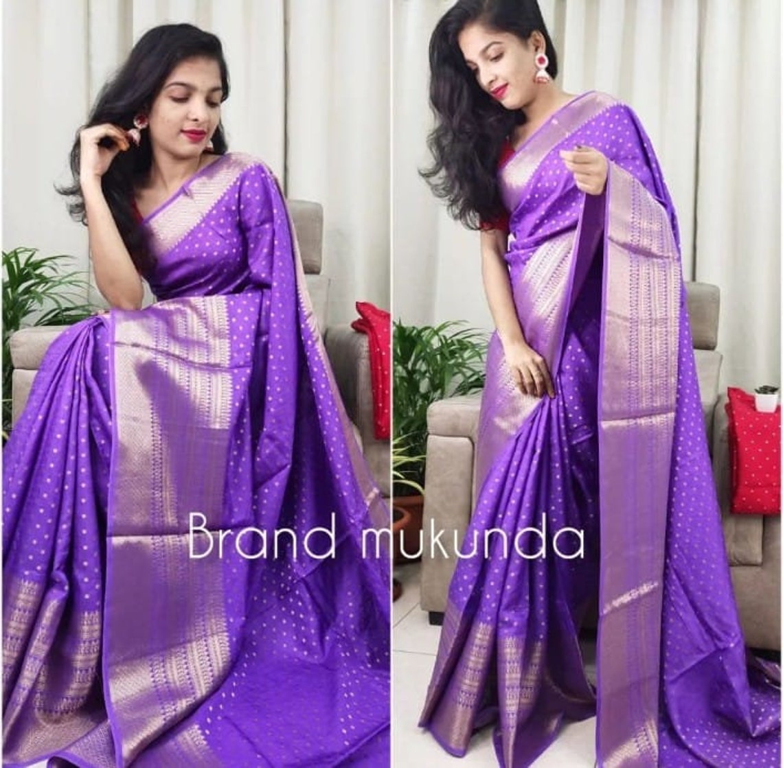 Banarasi Semi Silk Handmade Designer Saree With Stitched Blouse for ...
