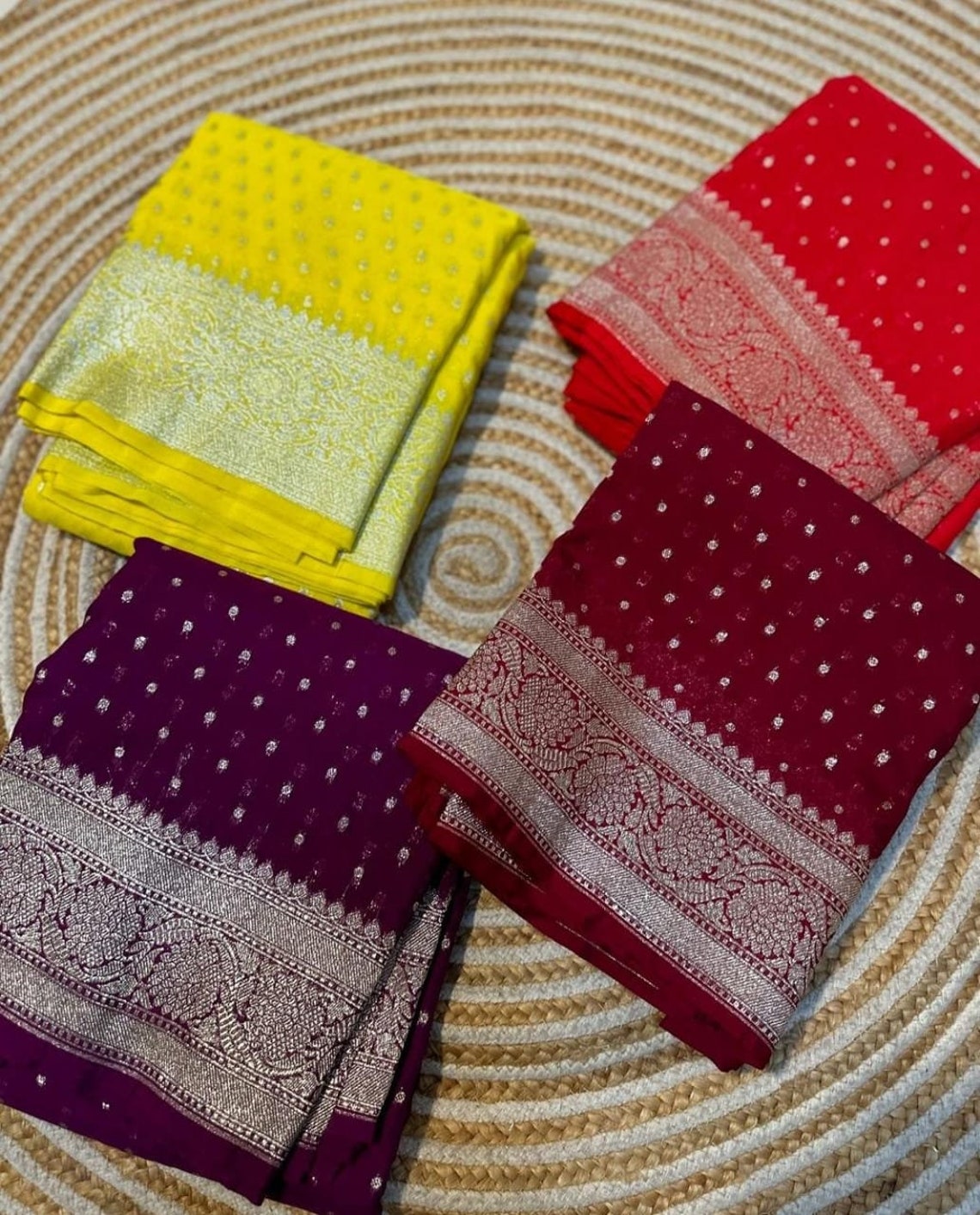 Banarasi Traditional Semi Kaddi Georgette Handmade Designer Saree for ...