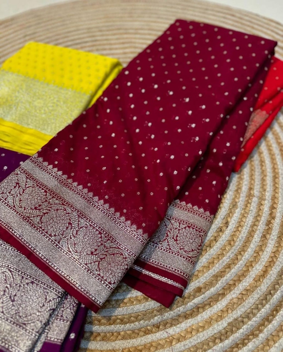 Banarasi Traditional Semi Kaddi Georgette Handmade Designer Saree for ...