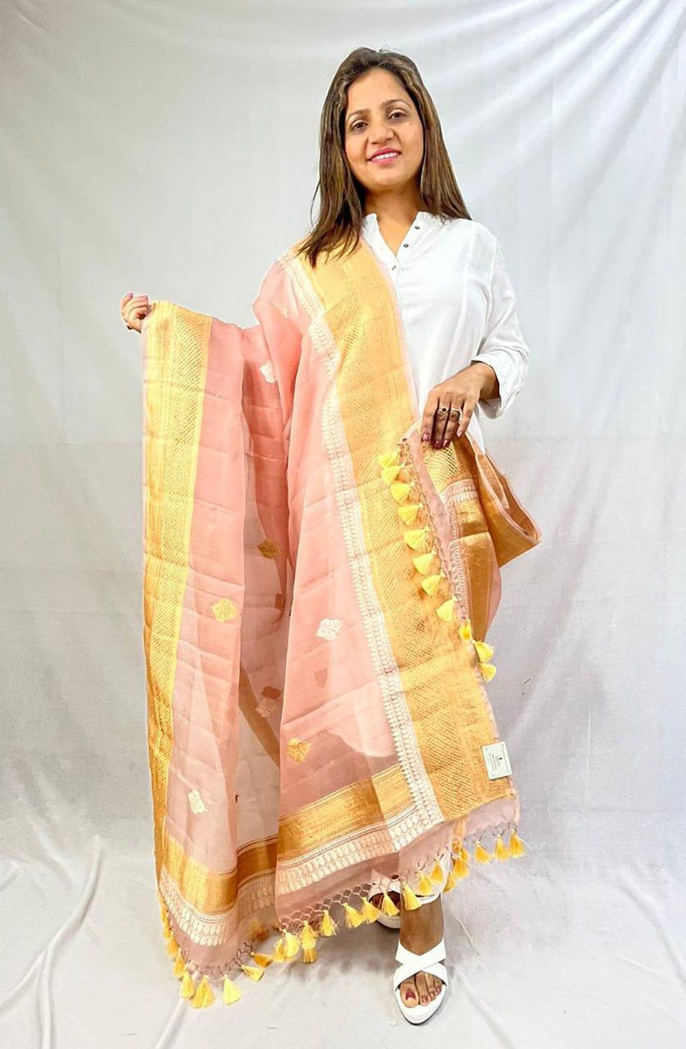 Handwoven Banarasi Organza Silk Saree: Zari Weaving - Etsy