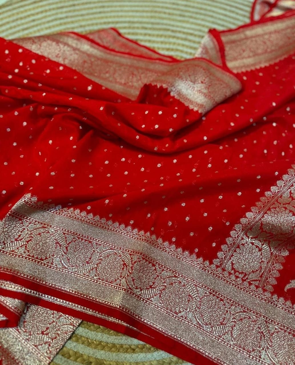 Banarasi Traditional Semi Kaddi Georgette Handmade Designer Saree for ...