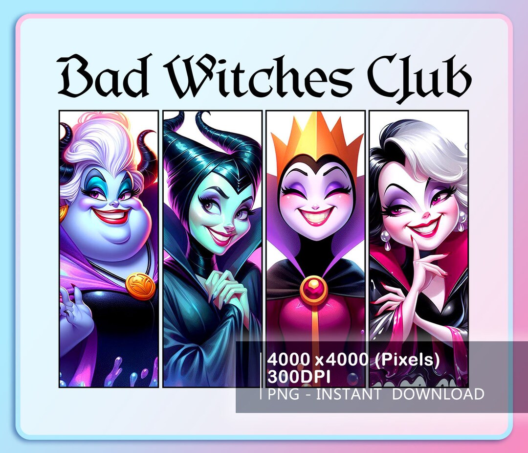 Bad Witches Club Png, Halloween Costume, Vintage Villain Gang Png ...