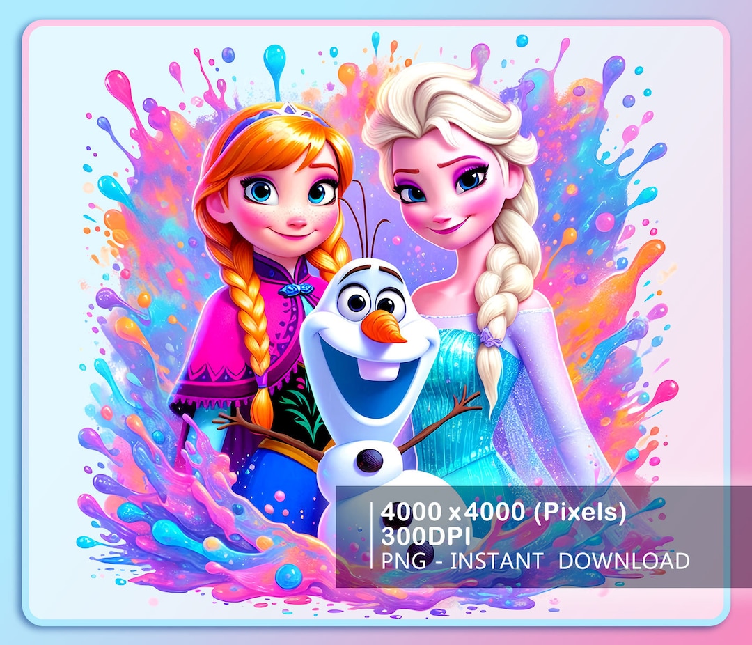 Elsa and Anna Olaf Splash Watercolor Png, Watercolor Splash, Clipart ...