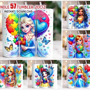 Princess Autism Tumbler Wrap PNG, 20oz Skinny Tumbler Wrap, Autism ...
