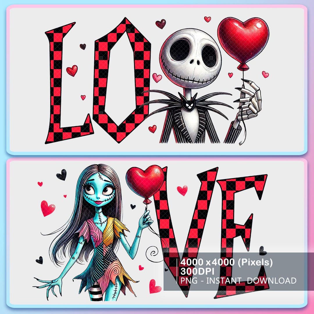 Nightmare Couple Valentine Png, Horror Couple Valentine Png, Jack ...