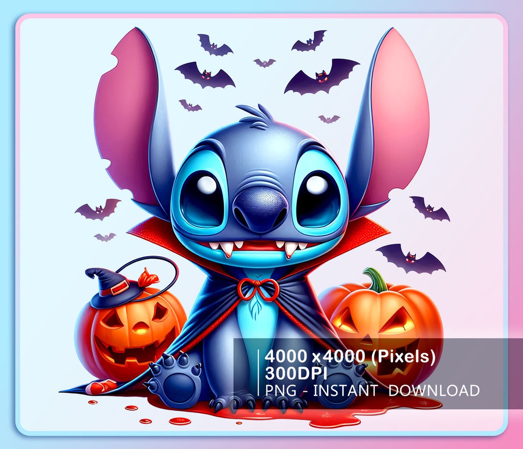 Stitch Pumpkin Spooky Vibes Splash Watercolor Png, Clipart Image ...