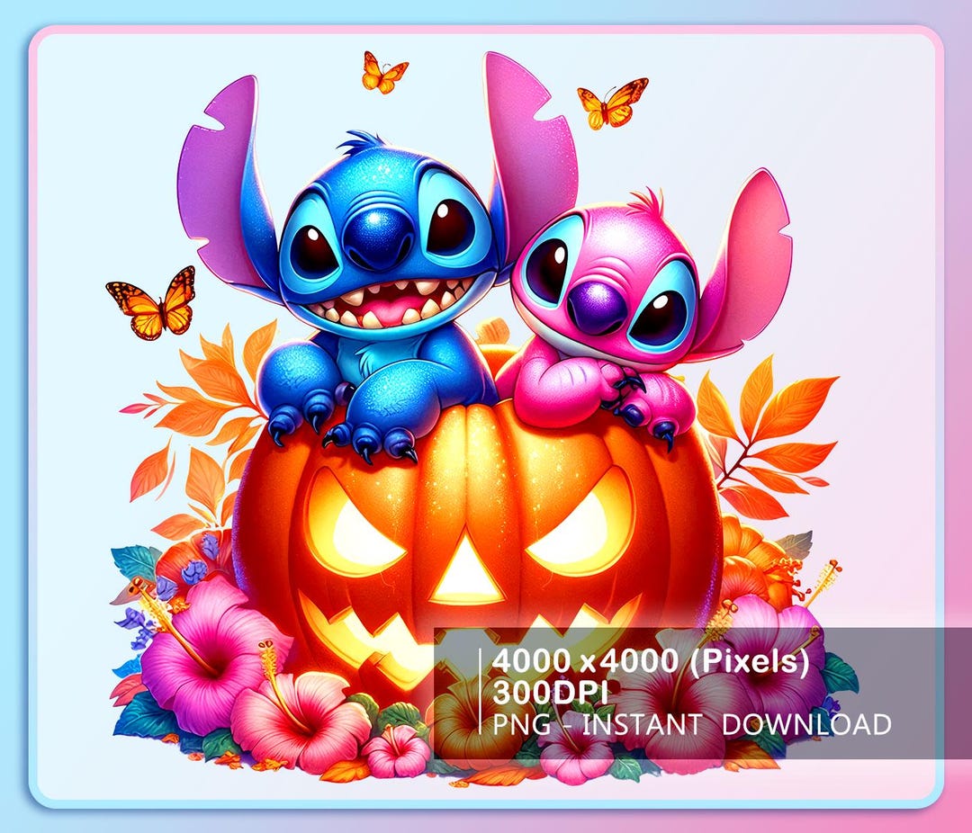 Stitch Angel Halloween Pumpkin Png, Stitch Spooky Season, Stitch Fall ...