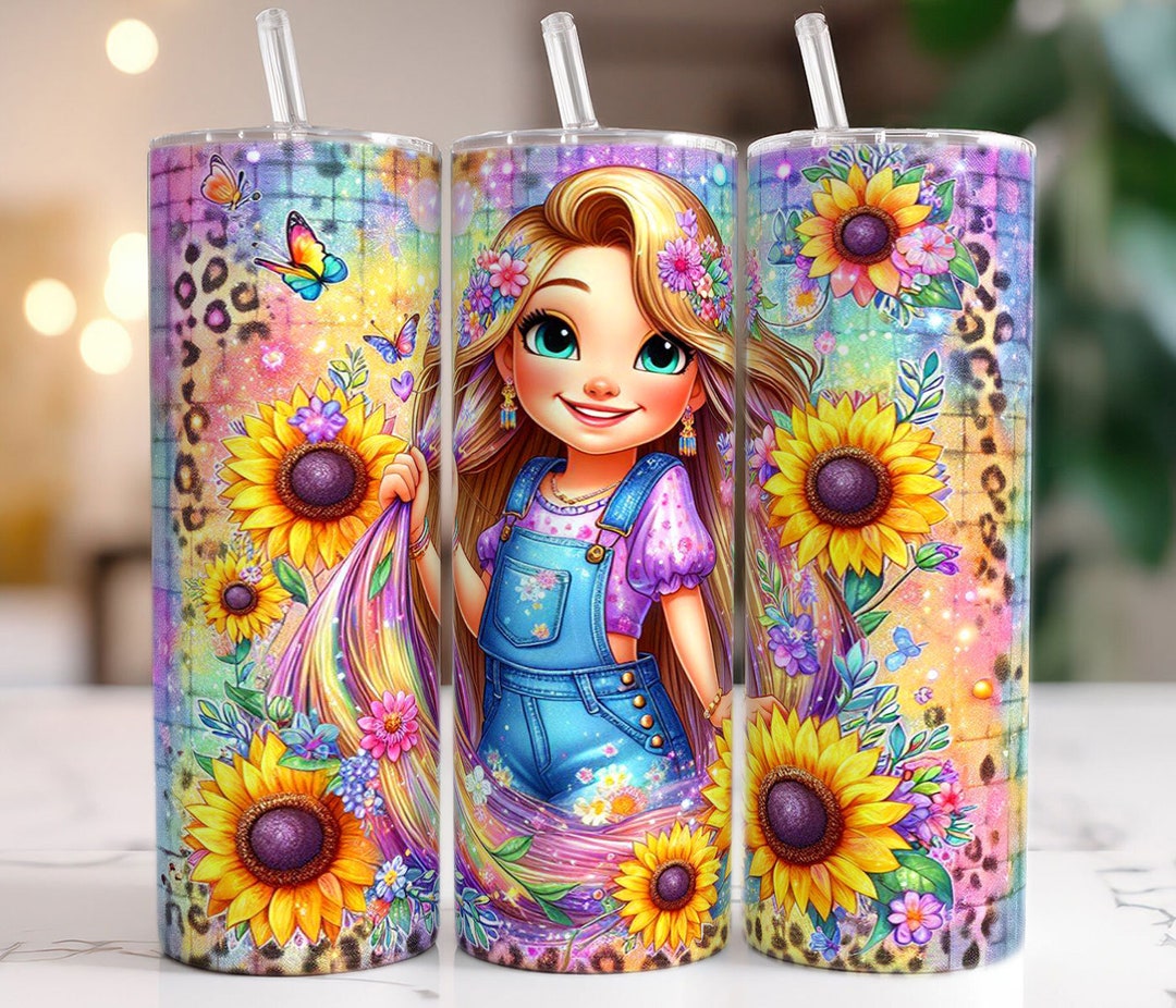 Tangled Princess Floral Tumbler Wrap, 20oz Skinny Tumbler, Princess ...