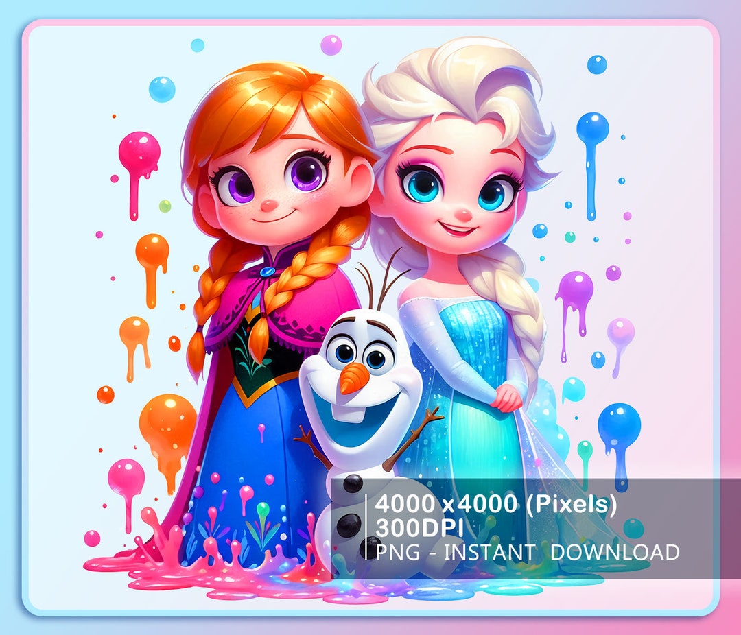 Elsa and Anna Bubble Paint Melting Watercolor Png, Watercolor Splash ...
