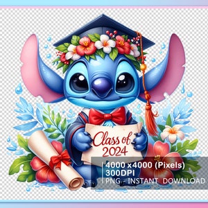 Stitch Graduation 2024 Png, Stitch Class of 2024 Png, Stitch Design Png ...